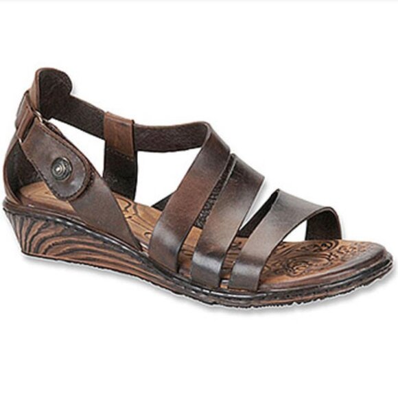 Born | Shoes | Born Sandals Brown Leather Flats Open Toe Straps Hook ...